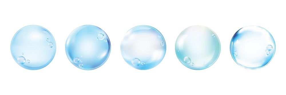 Five glossy, transparent bubbles light | Free Vector - rawpixel