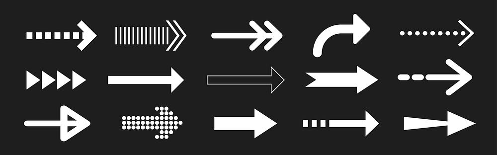 Set white arrows black background. | Free Vector - rawpixel