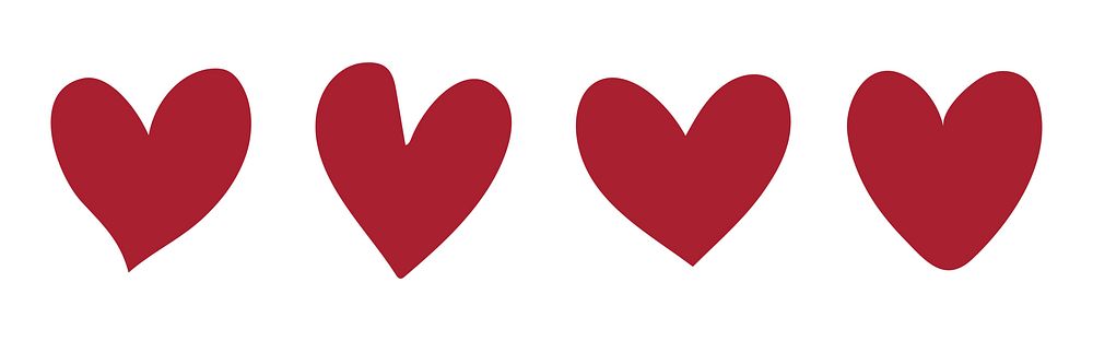 Four red hearts row. Simple | Free Vector - rawpixel