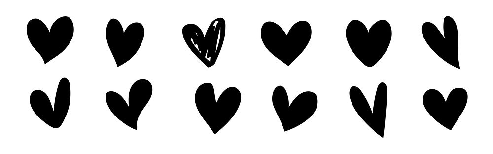 row black hearts, each heart | Free Vector - rawpixel