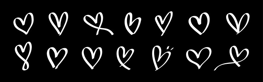 collection 14 white hand-drawn heart | Free Vector - rawpixel