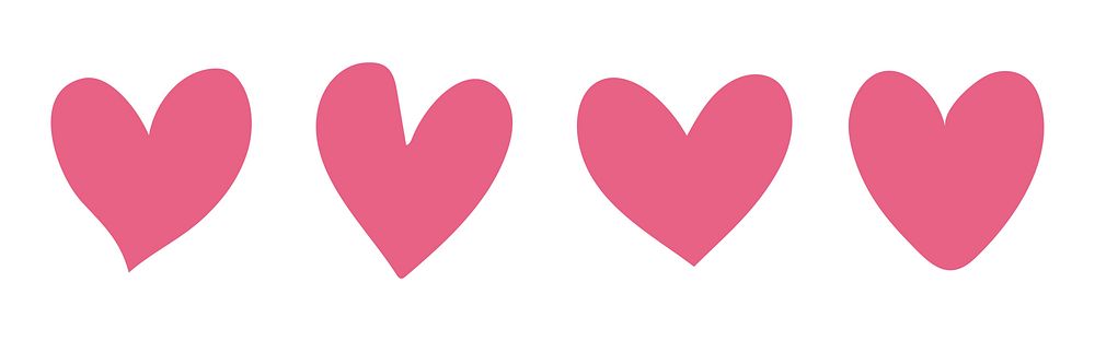 Four pink hearts row, each | Free Vector - rawpixel