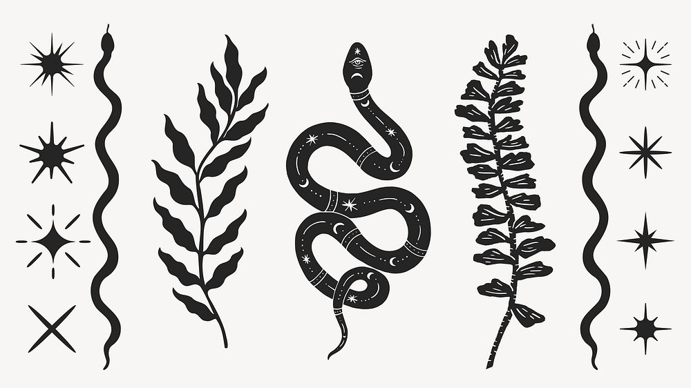 Illustration snake surrounded stars and | Free Vector - rawpixel