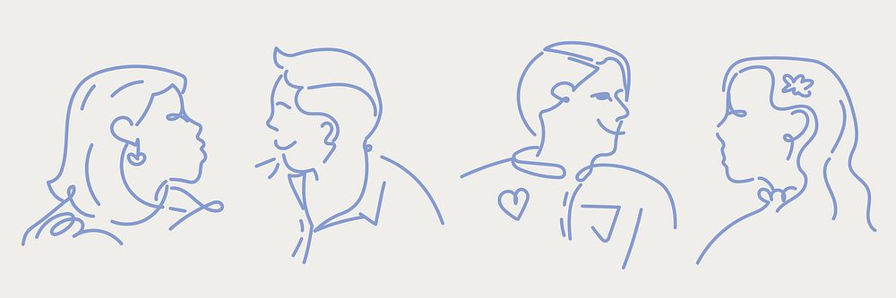 Line art four people, two | Free Vector - rawpixel