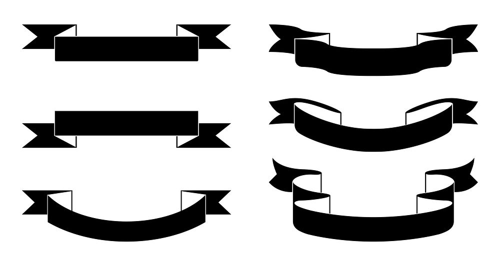 Set six black ribbon banners | Free Vector - rawpixel
