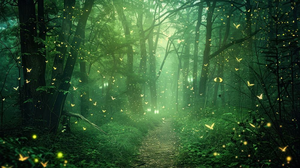 Mythical forest fireflies firefly green | Free Photo Illustration ...