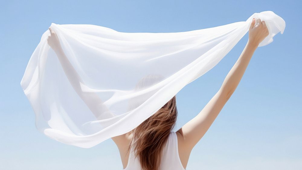 Woman holding white scarf, rear | Free Photo - rawpixel