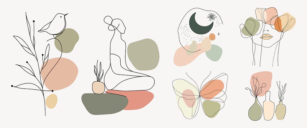 Abstract minimalist line art nature, | Premium Vector - rawpixel