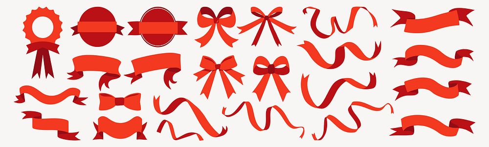 Red decorative ribbon collection, element | Premium Vector - rawpixel