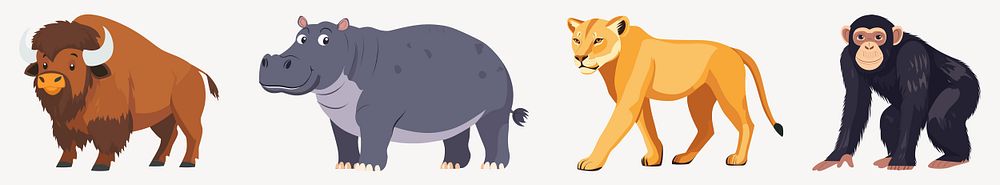 Cartoon animals line, element vector | Premium Vector - rawpixel