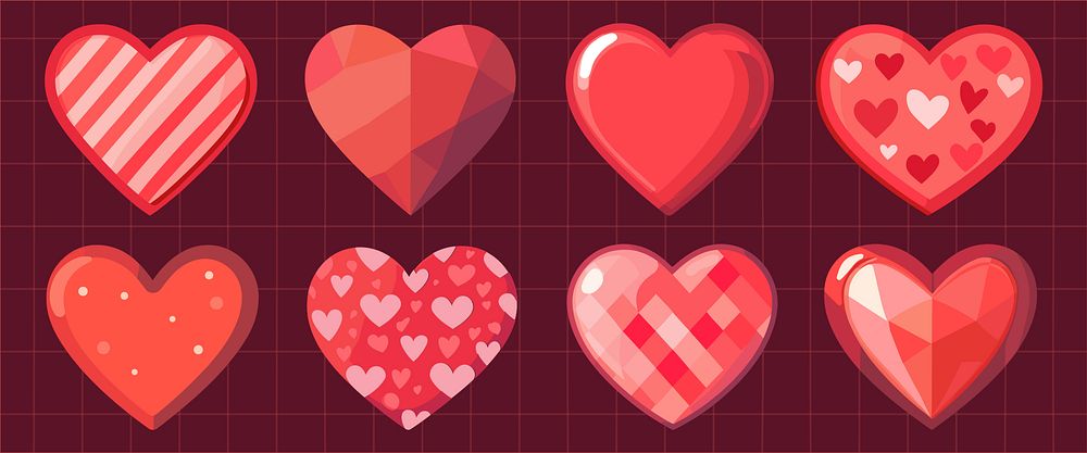 Colorful heart pattern designs, element | Premium Vector - rawpixel