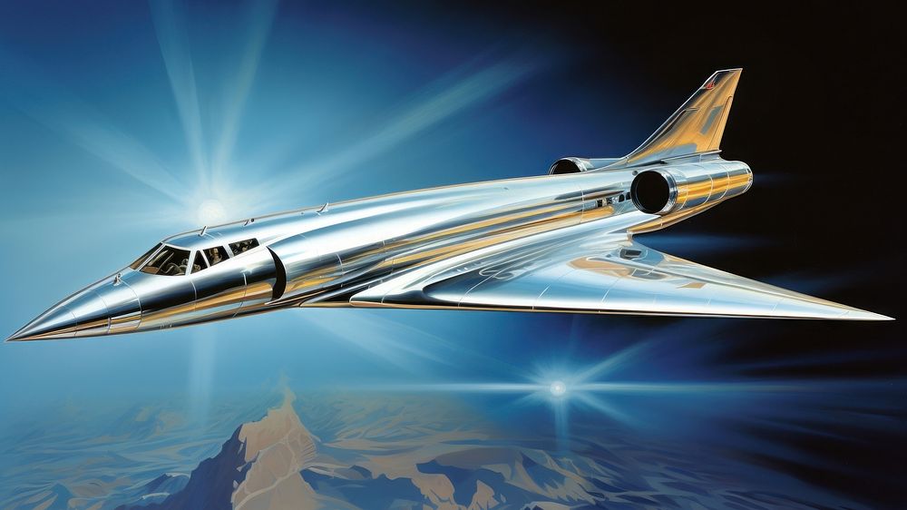 Silver supersonic jet plane airplane | Free Photo Illustration - rawpixel