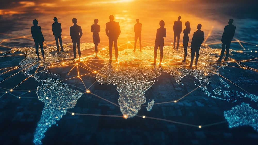 Business people standing world map | Free Photo Illustration - rawpixel