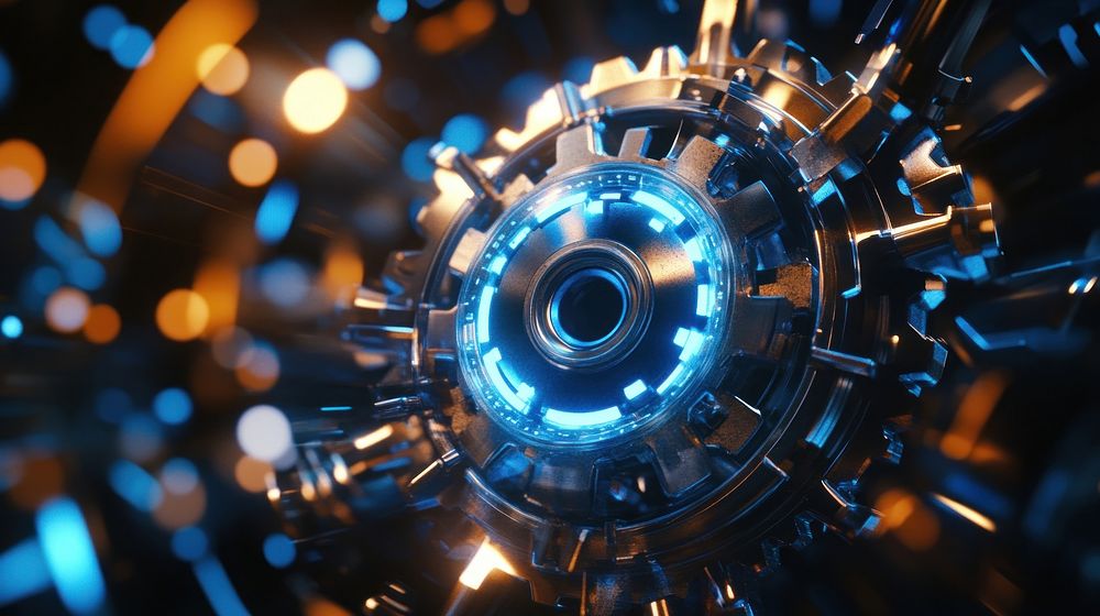 Digital cog tunnel glowing lights | Free Photo Illustration - rawpixel