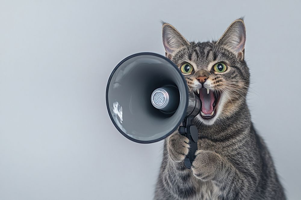 Cat holding megaphone animal photo | Free Photo - rawpixel