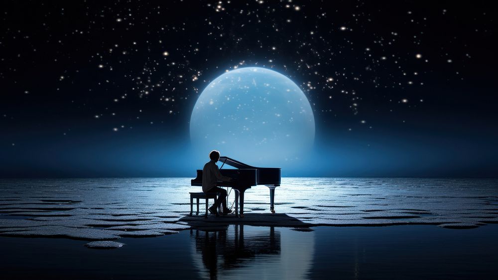 Music piano moon astronomy. | Free Photo Illustration - rawpixel