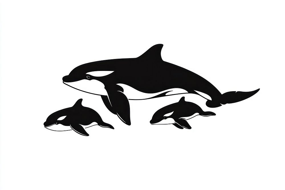 Orca whale and 2 cubs | Free Photo Illustration - rawpixel