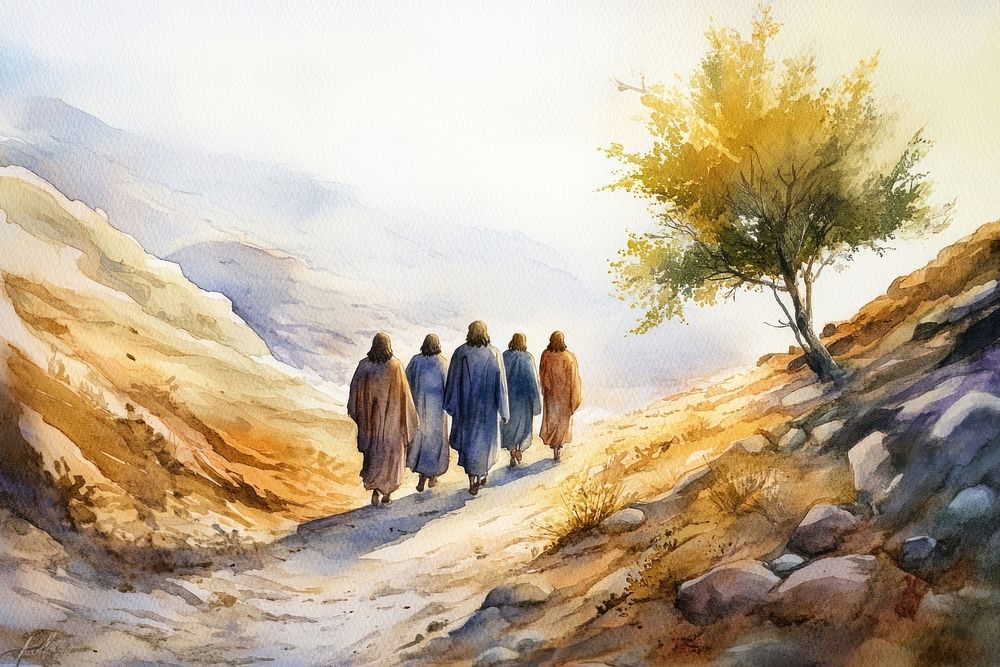 Jesus and his disciples walking | Free Photo Illustration - rawpixel