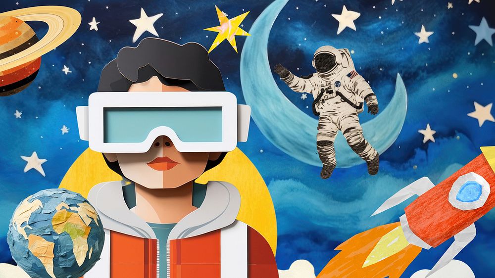 Person wearing VR, galaxy aesthetic, | Premium Photo Illustration ...