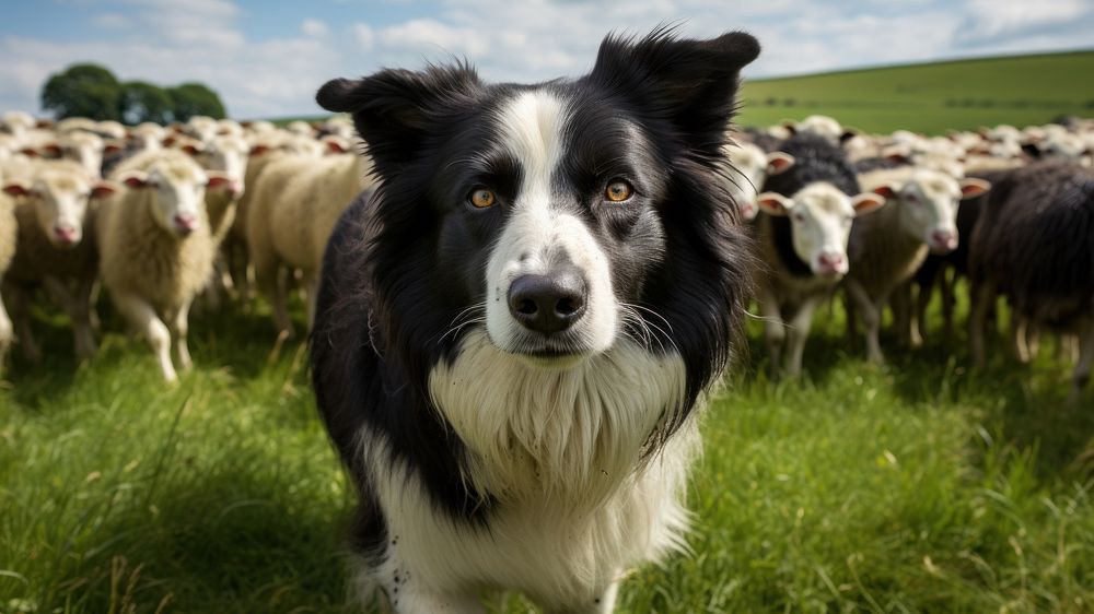 Sheepdog herding sheep field image | Free Photo - rawpixel