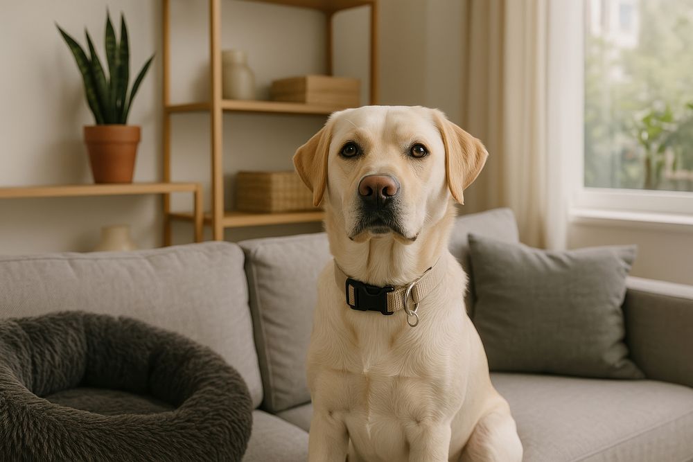 Labrador indoors cozy setting | Free Photo - rawpixel