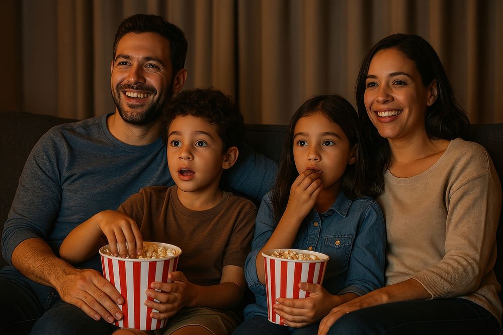 Family enjoying movie night together. | Free Photo - rawpixel