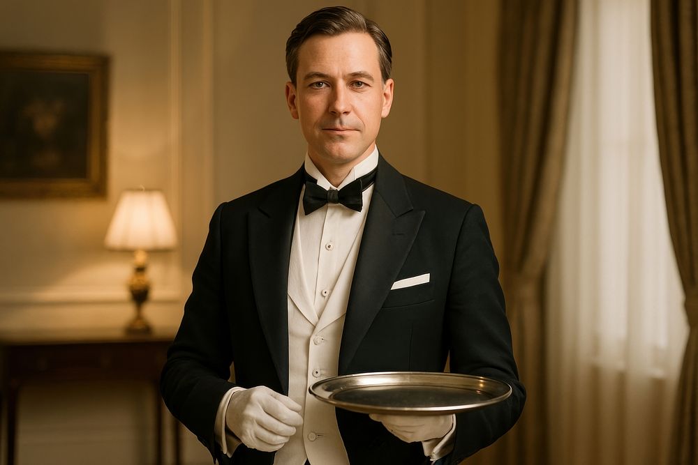 Elegant butler serving guest. | Free Photo - rawpixel