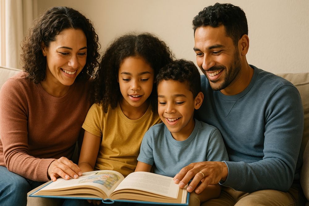 Family reading together happily. | Free Photo - rawpixel