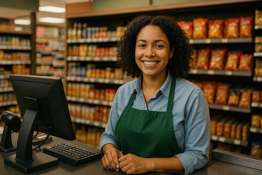 Friendly grocery store cashier | Free Photo - rawpixel