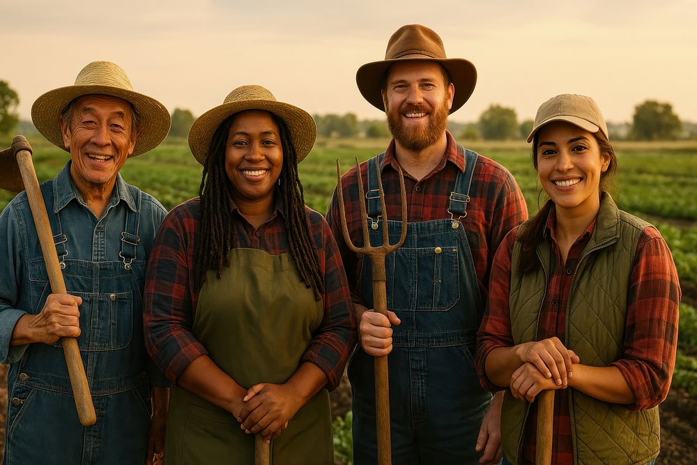 Diverse farmers smiling together outdoors | Free Photo - rawpixel