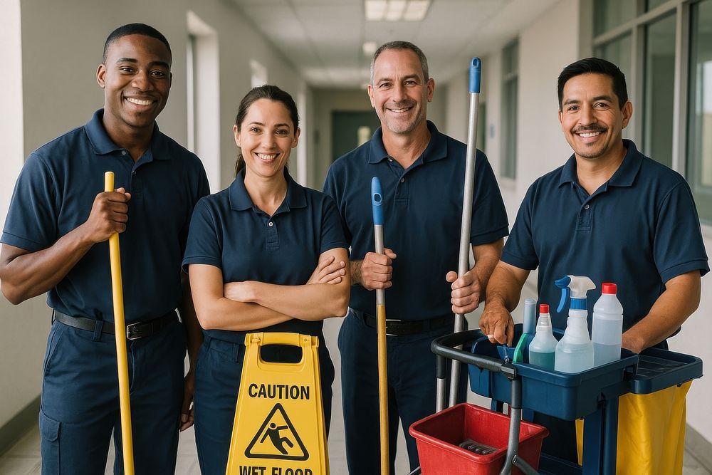 Professional cleaning team smiling | Free Photo - rawpixel