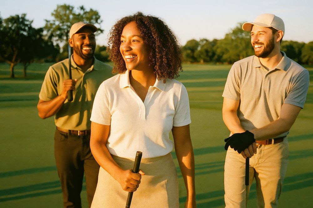 Joyful friends golfing together outdoors. | Free Photo - rawpixel