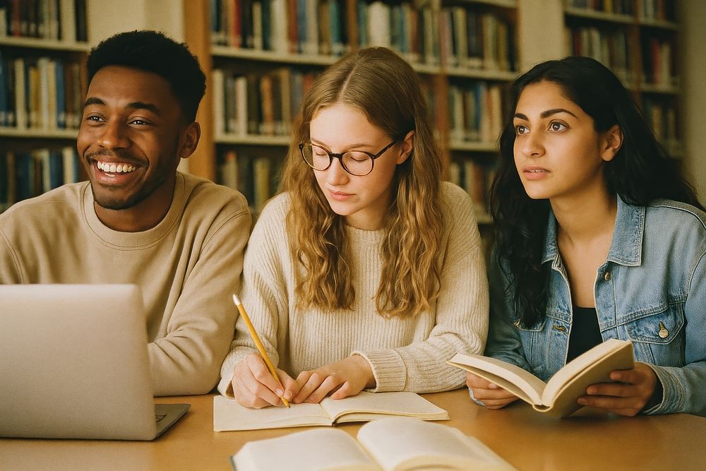 Diverse students studying together happily. | Free Photo - rawpixel
