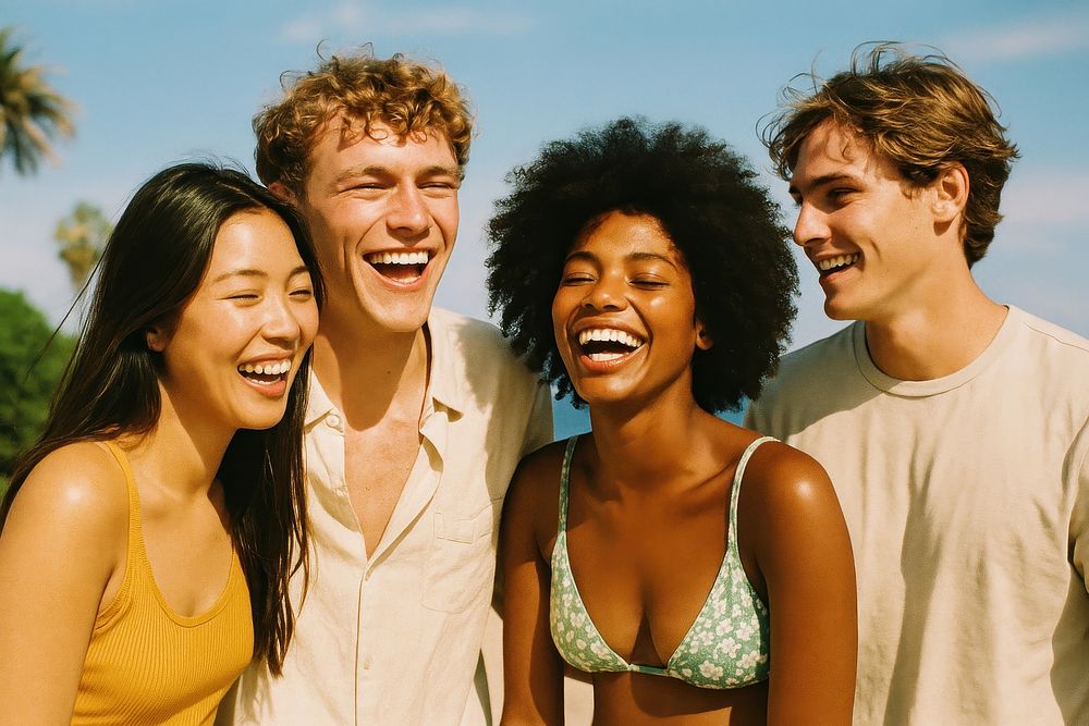 Joyful friends beach laughter | Free Photo - rawpixel