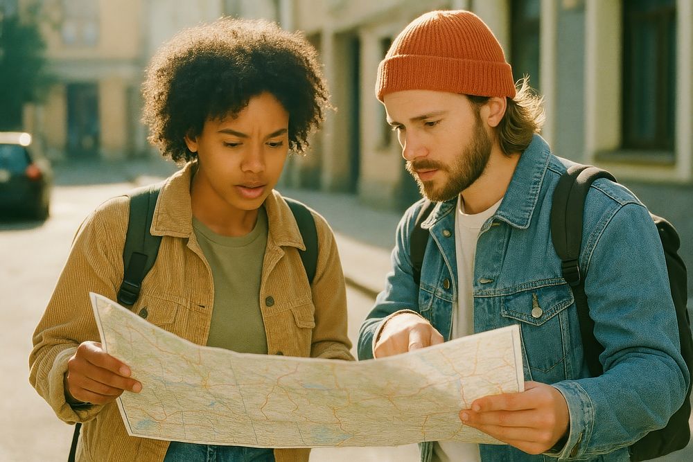 Travelers exploring map together. | Free Photo - rawpixel