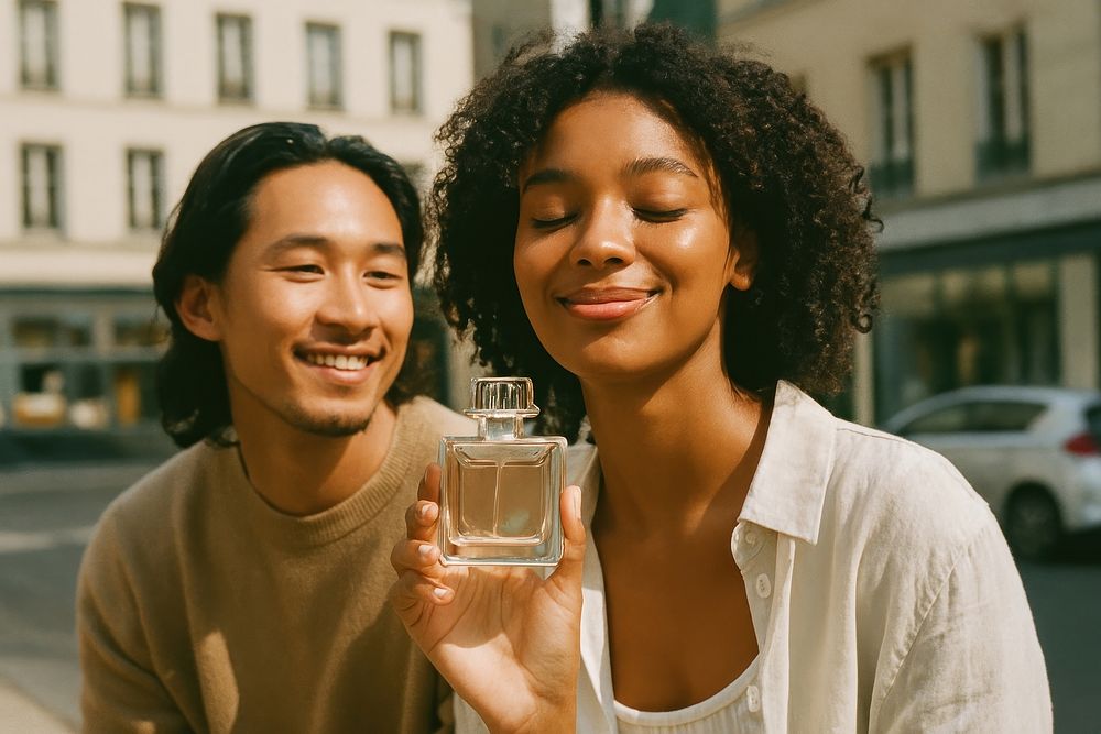 Joyful couple enjoying fragrance outdoors. | Free Photo - rawpixel