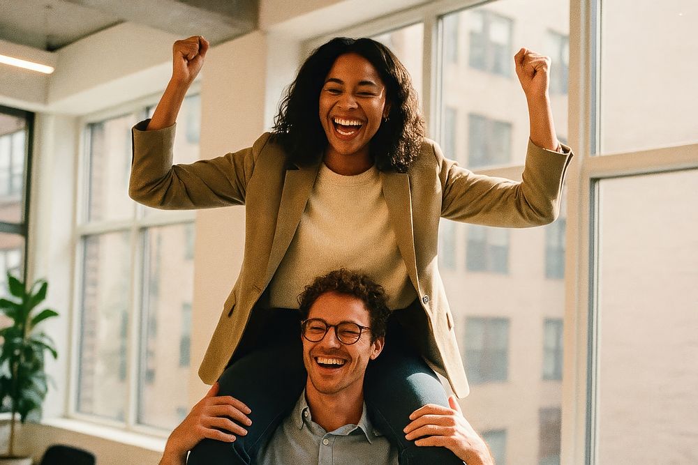 Joyful teamwork success celebration. | Free Photo - rawpixel