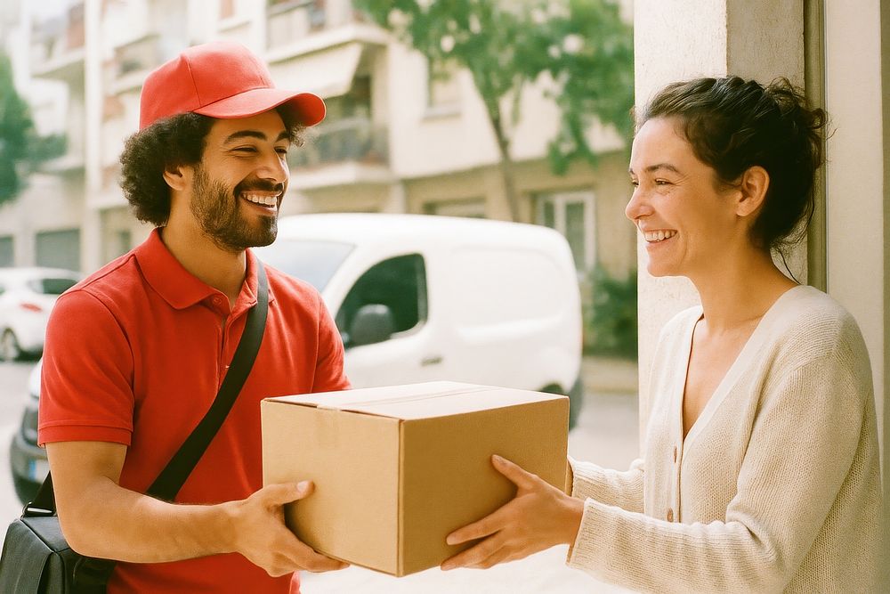 Friendly delivery service interaction. | Free Photo - rawpixel