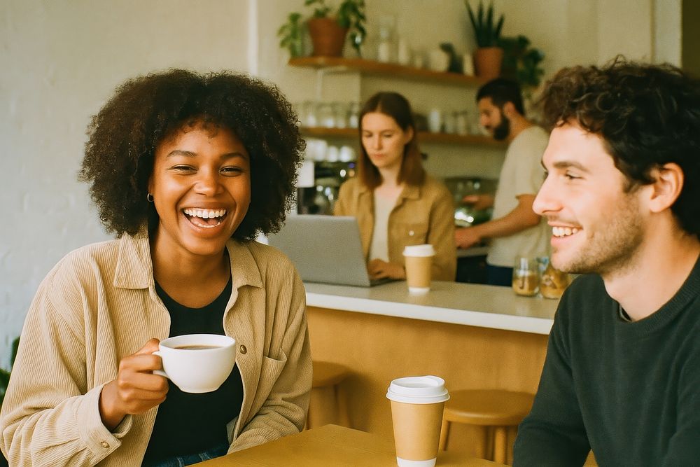 Joyful coffee shop conversation | Free Photo - rawpixel