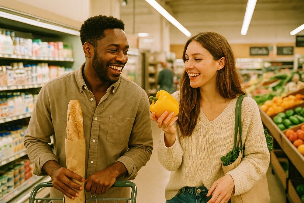 Happy grocery shopping together. | Free Photo - rawpixel