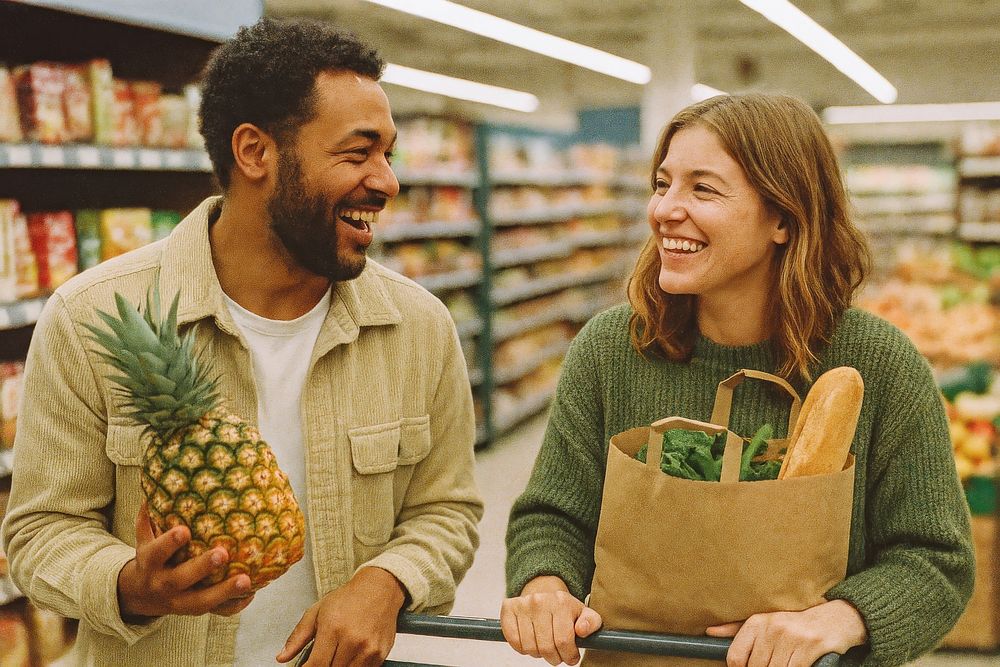 Happy grocery shopping friends | Free Photo - rawpixel