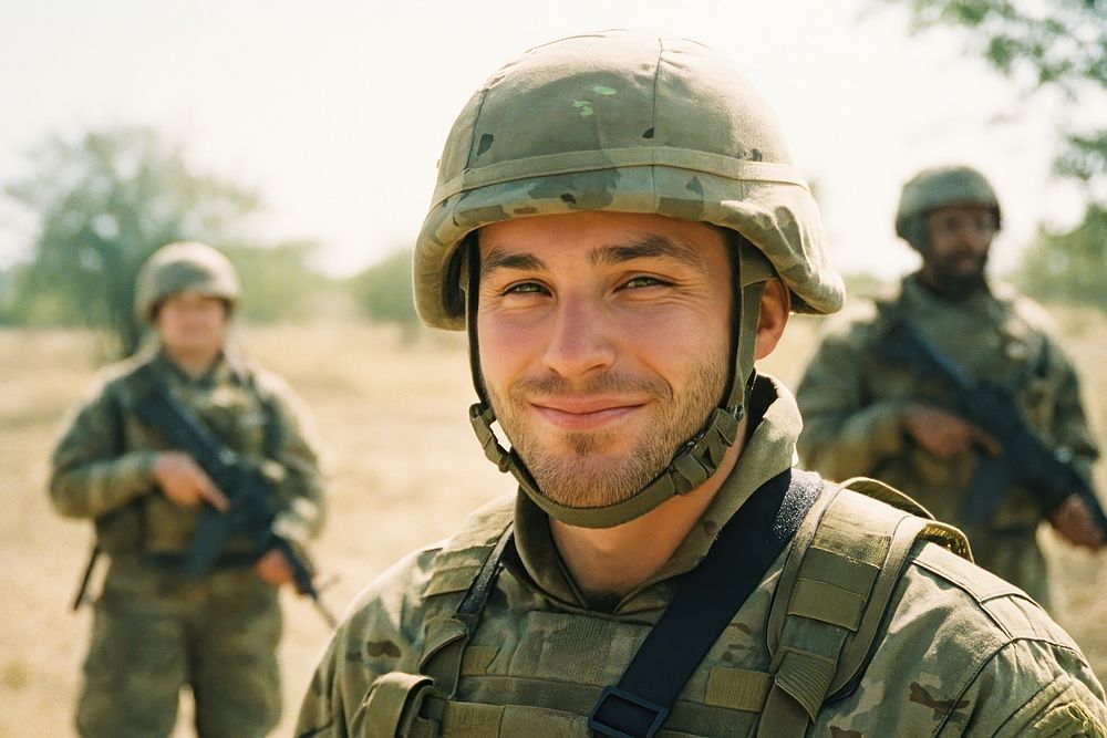 Smiling soldiers in field | Free Photo - rawpixel