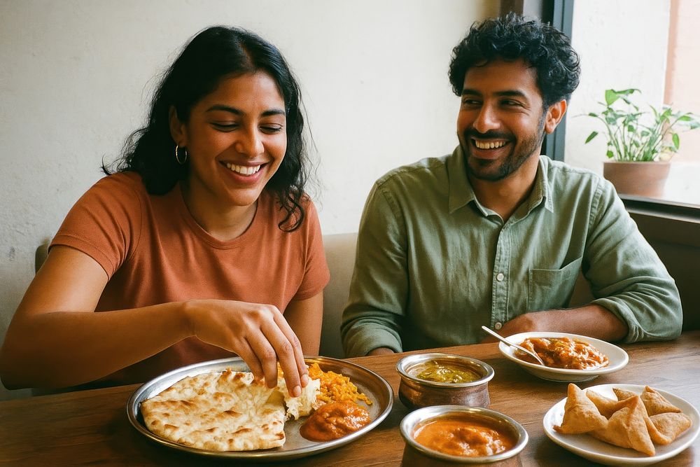 Joyful friends enjoying Indian cuisine. | Free Photo - rawpixel