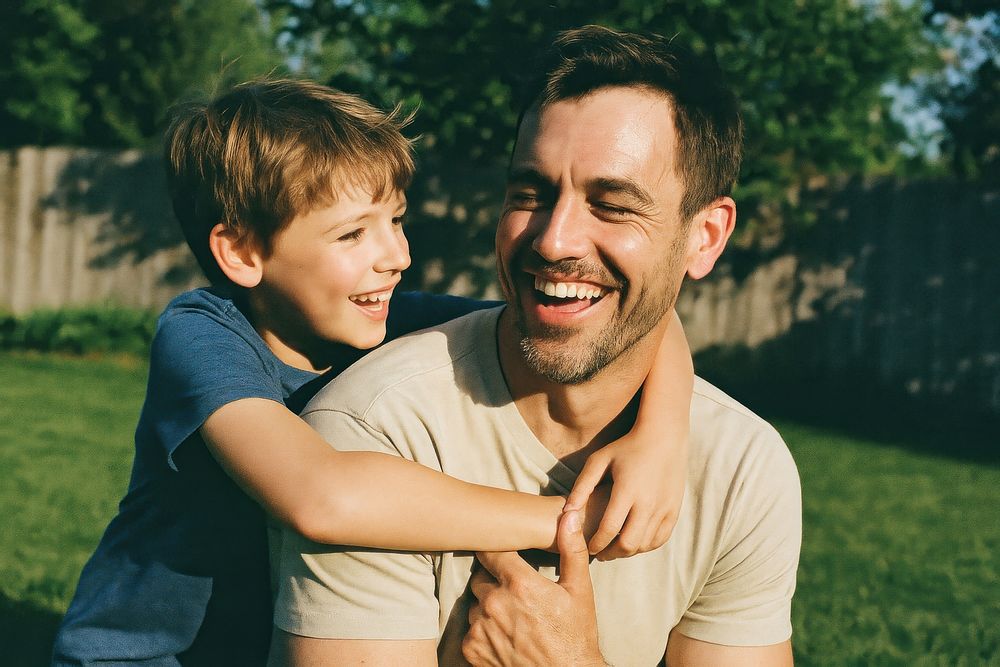 Joyful father-son outdoor bonding | Free Photo - rawpixel