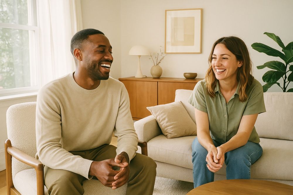 Happy friends enjoying cozy conversation | Free Photo - rawpixel