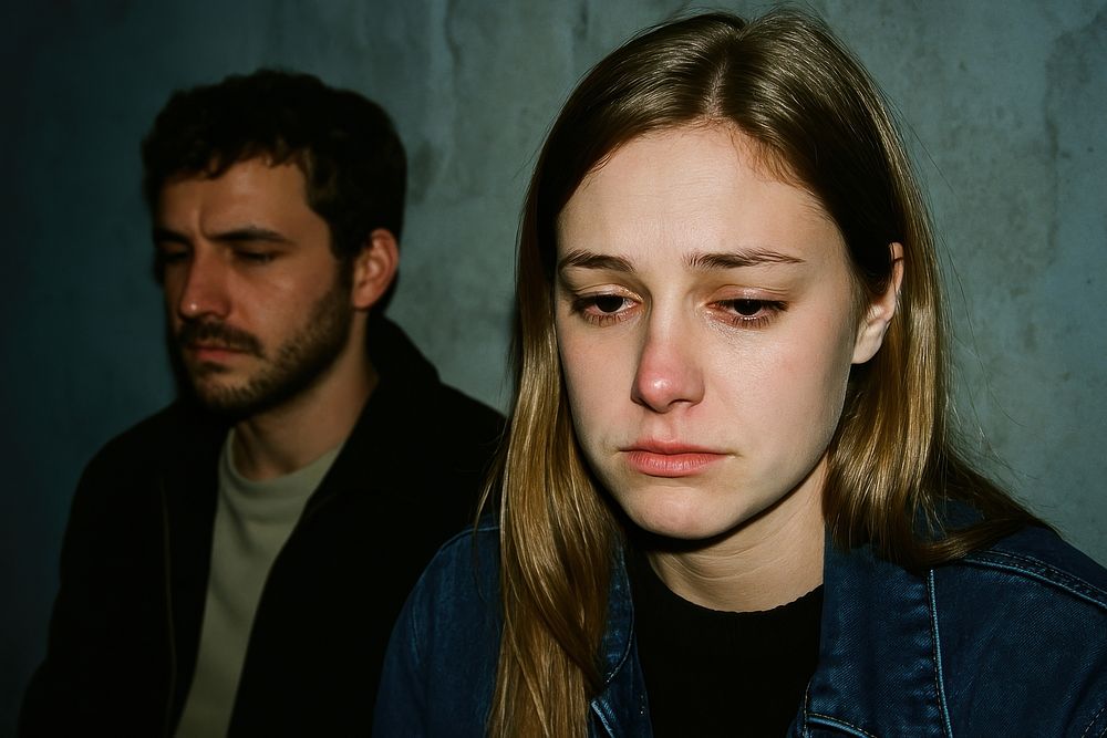 Emotional couple in somber setting | Free Photo - rawpixel
