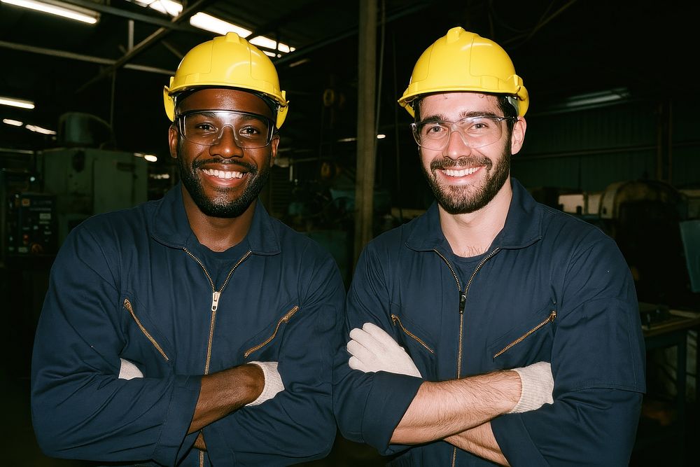 Smiling factory workers in uniforms | Free Photo - rawpixel