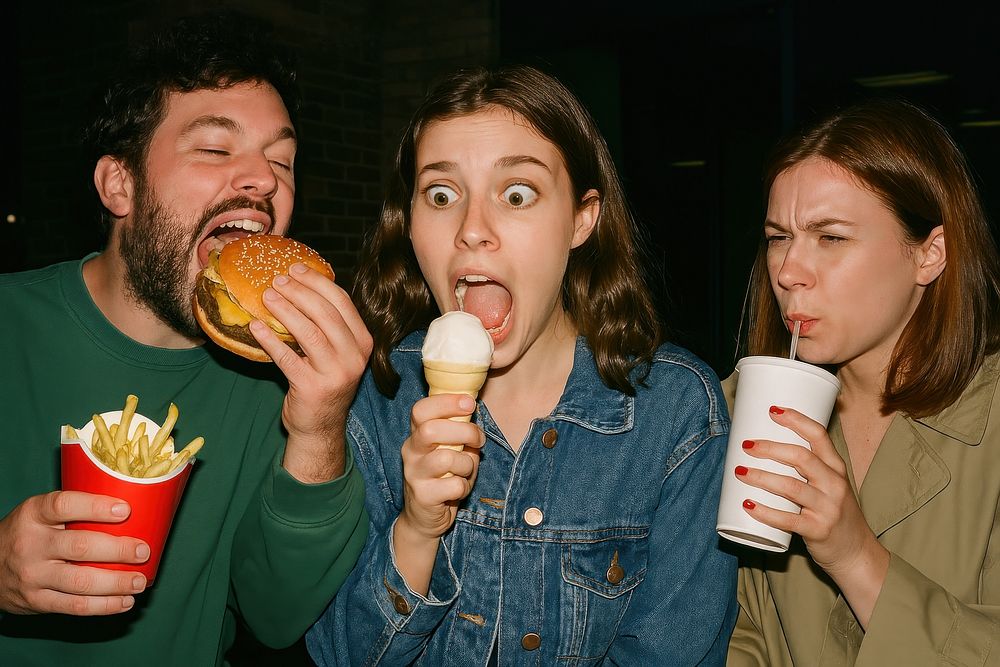 Friends enjoying fast food together. | Free Photo - rawpixel