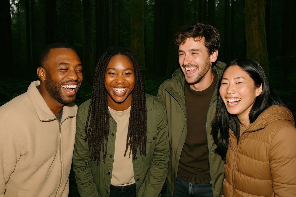 Friends laughing in forest | Free Photo - rawpixel