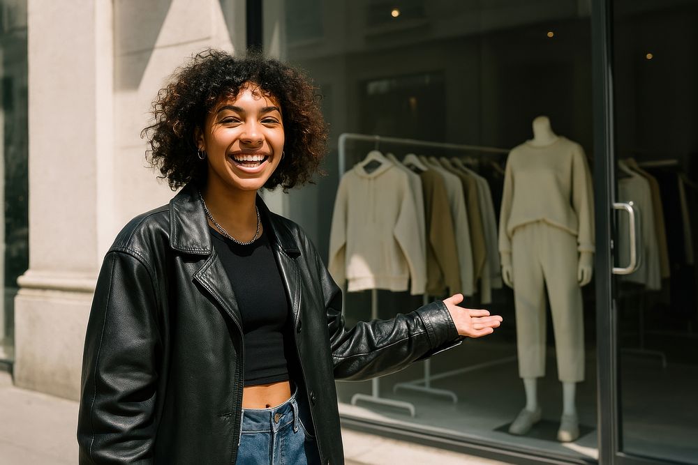 Fashionable woman promoting store | Free Photo - rawpixel